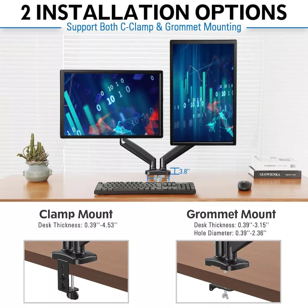 Dual Monitor Desktop Arm Thin Gas Spring Monitor Arm Adjustable Stand ...