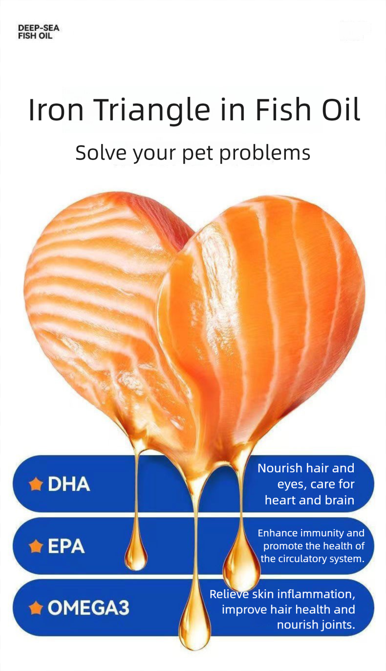 DOLAIMENG 100Pcs Pet Fish Oil Cat&dog 宠物深海鱼油Deep Sea Fish Oil Omega 3 ...