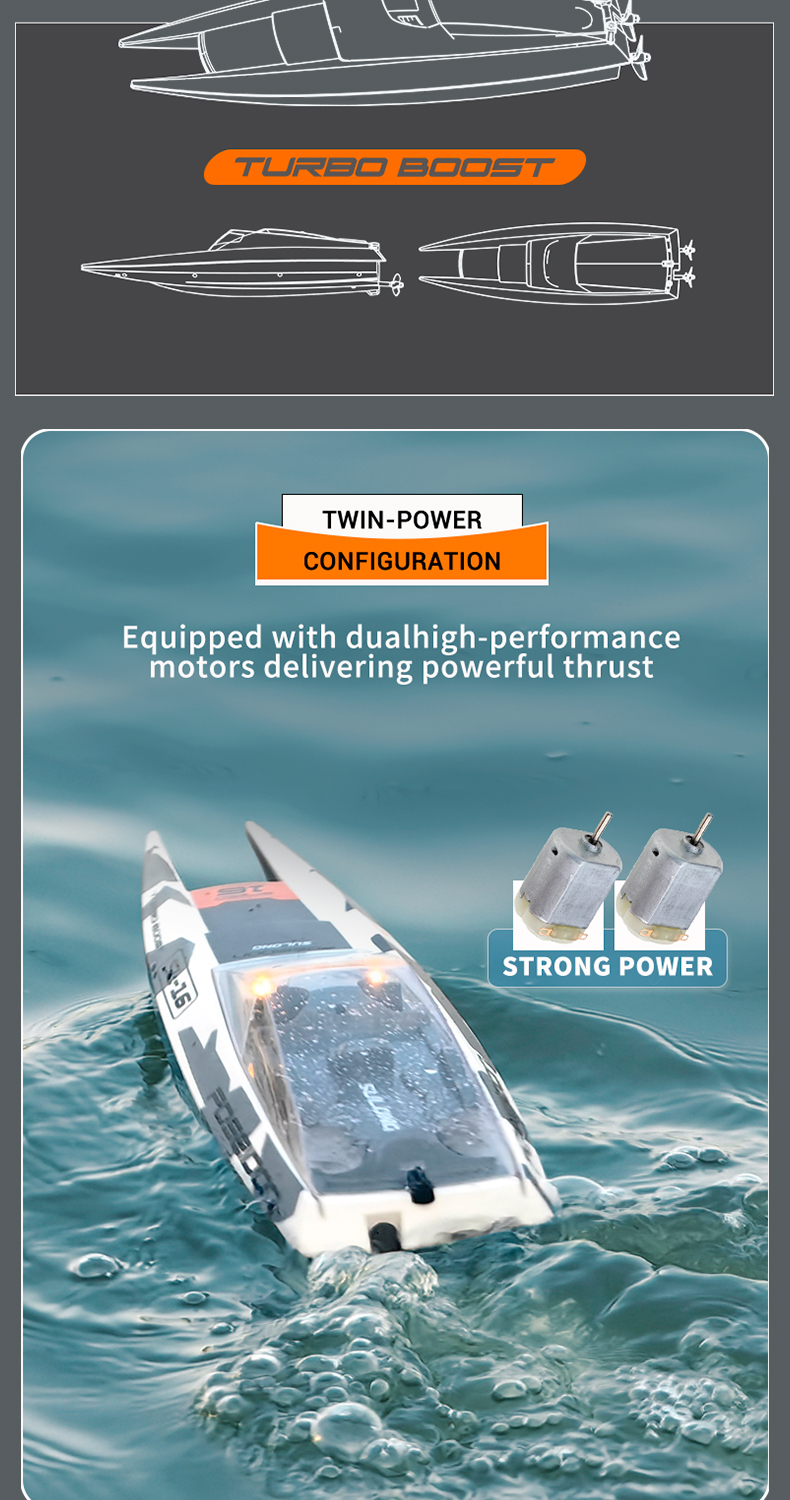 30Km/h Racing RC Boat Dual Motor High Speed Speedboat 2.4G Radio Remote ...