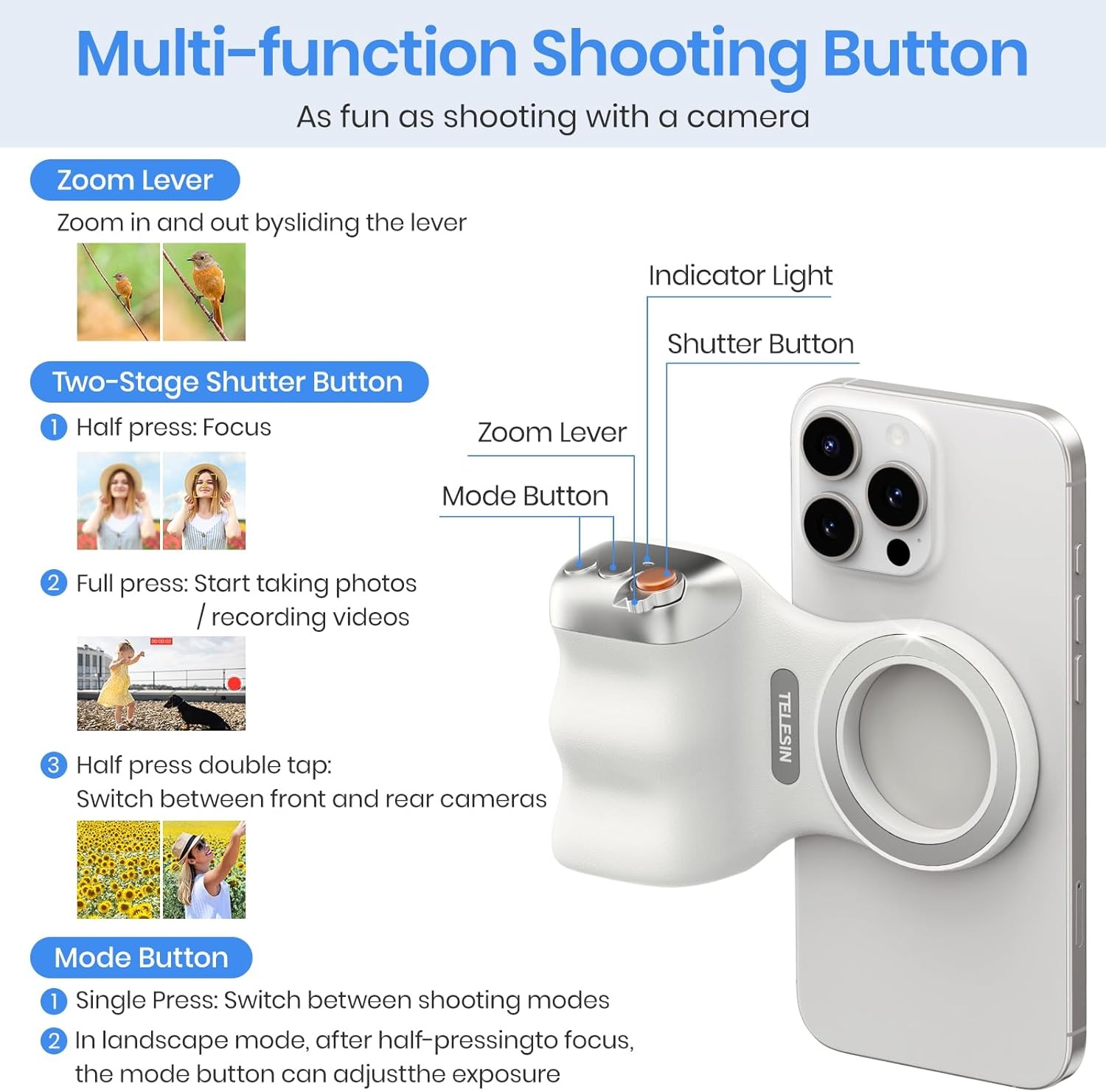 Magnetic Phone Camera Grip Smartphone Shooting Holder Selfie Handle ...