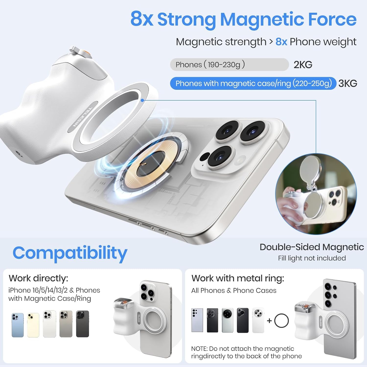Magnetic Phone Camera Grip Smartphone Shooting Holder Selfie Handle ...