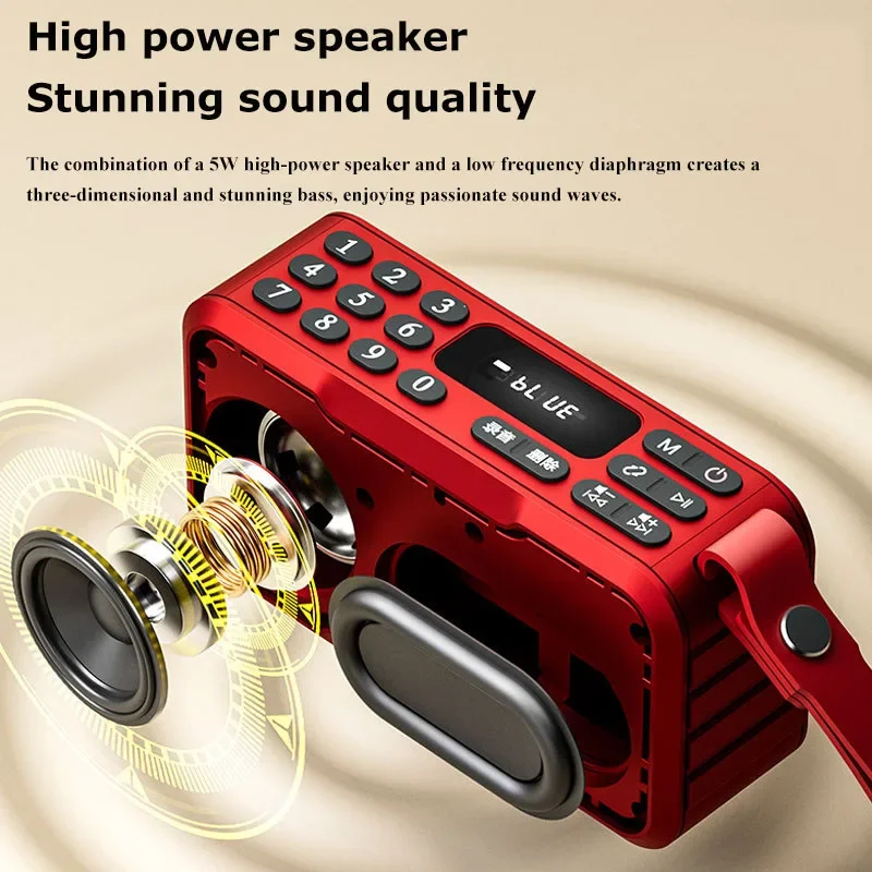 Portable Radio FM Mini Bluetooth Radios Speaker Hifi Sound Soundbar ...