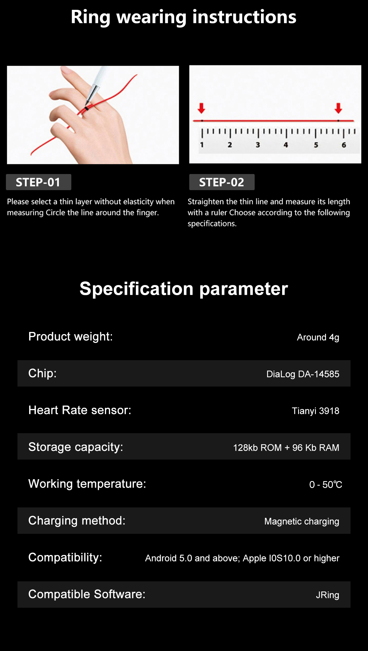 Aolon Ring Gen4 New Smart Ring LCD Screen Display Gesture Control IP68 ...