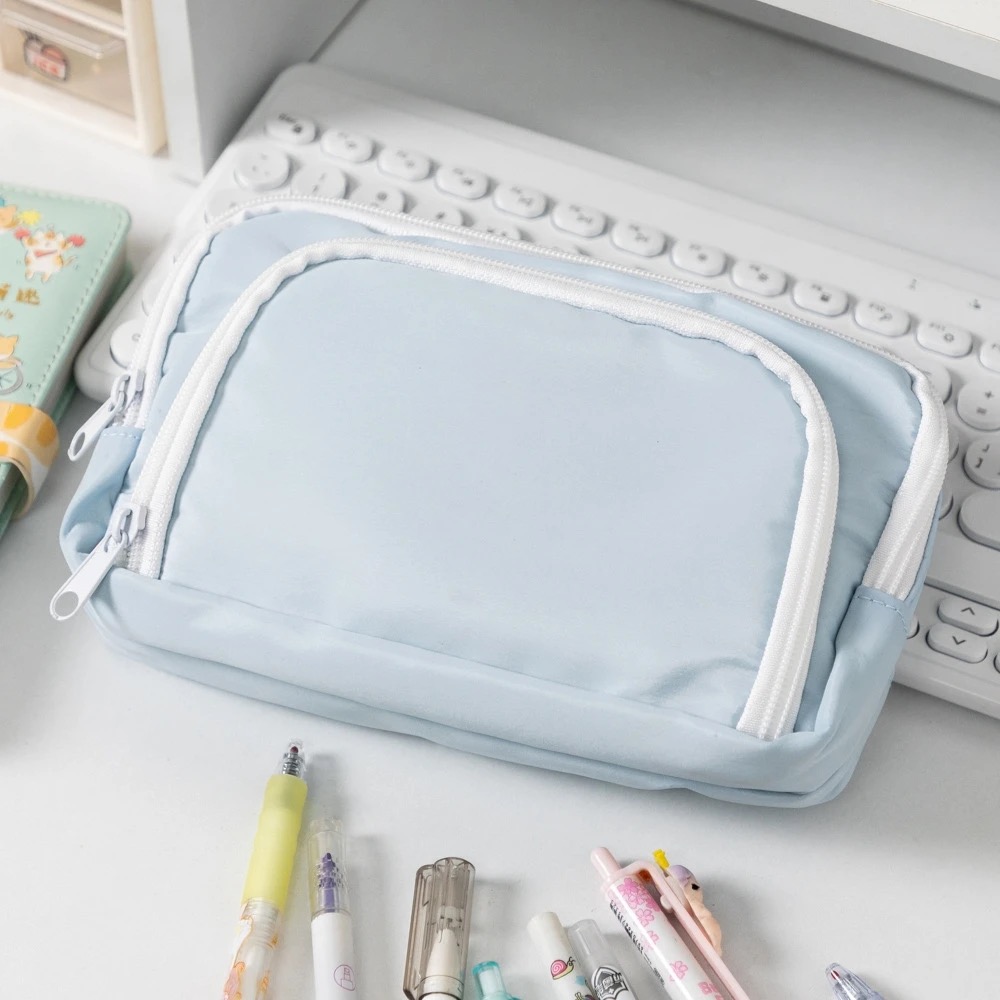 Kawaii Large Capacity 3-Layer Pencil Case With Brooch (6 Colors ...