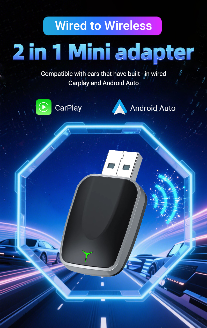 XUDA For 99% Cars 2 in 1 AI Box Mini Adapter Wired to Wireless Carplay ...
