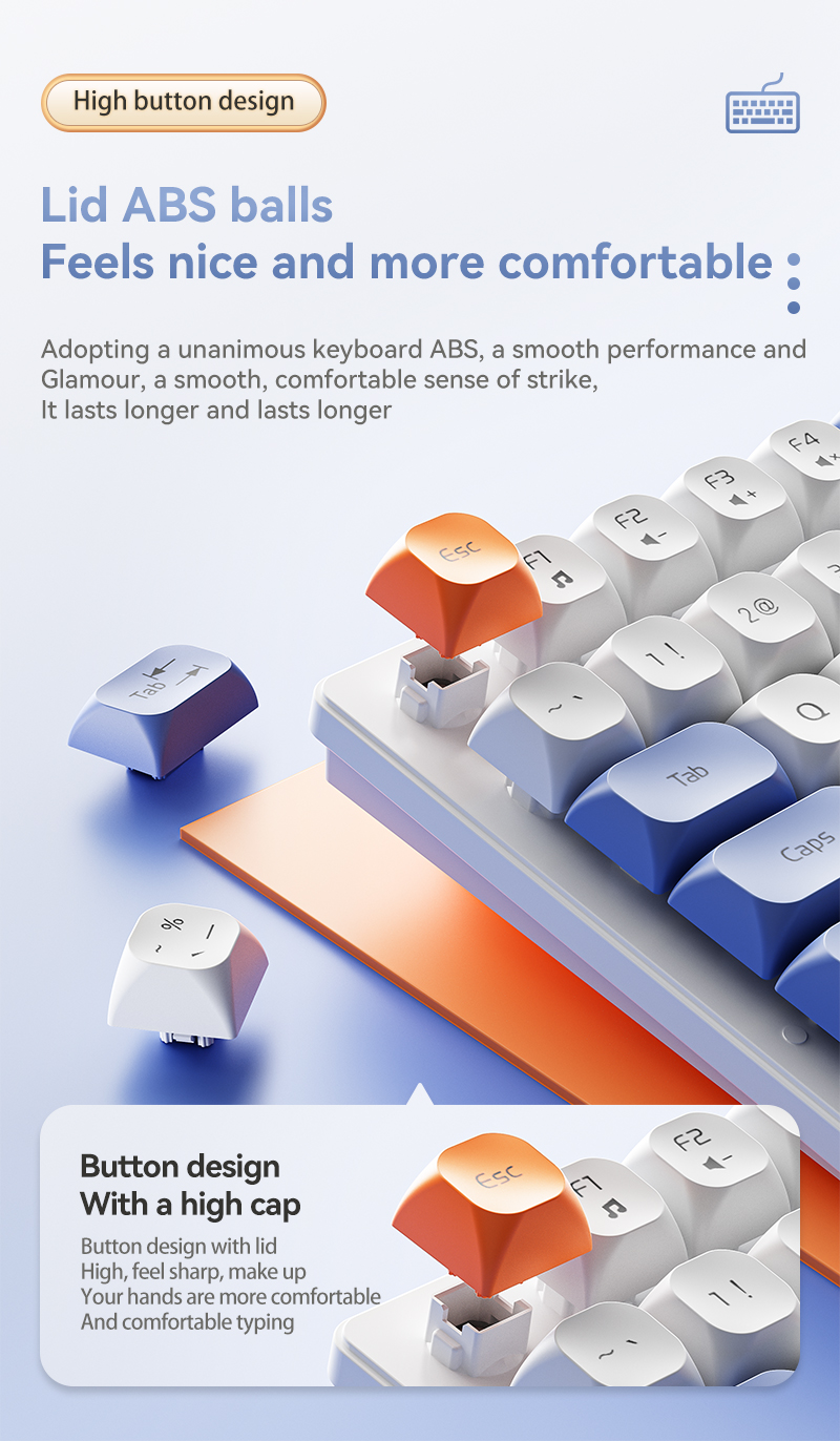 KIVEE K53 Silent Wired Keyboard Ergonomic Design Waterproof Portable ...