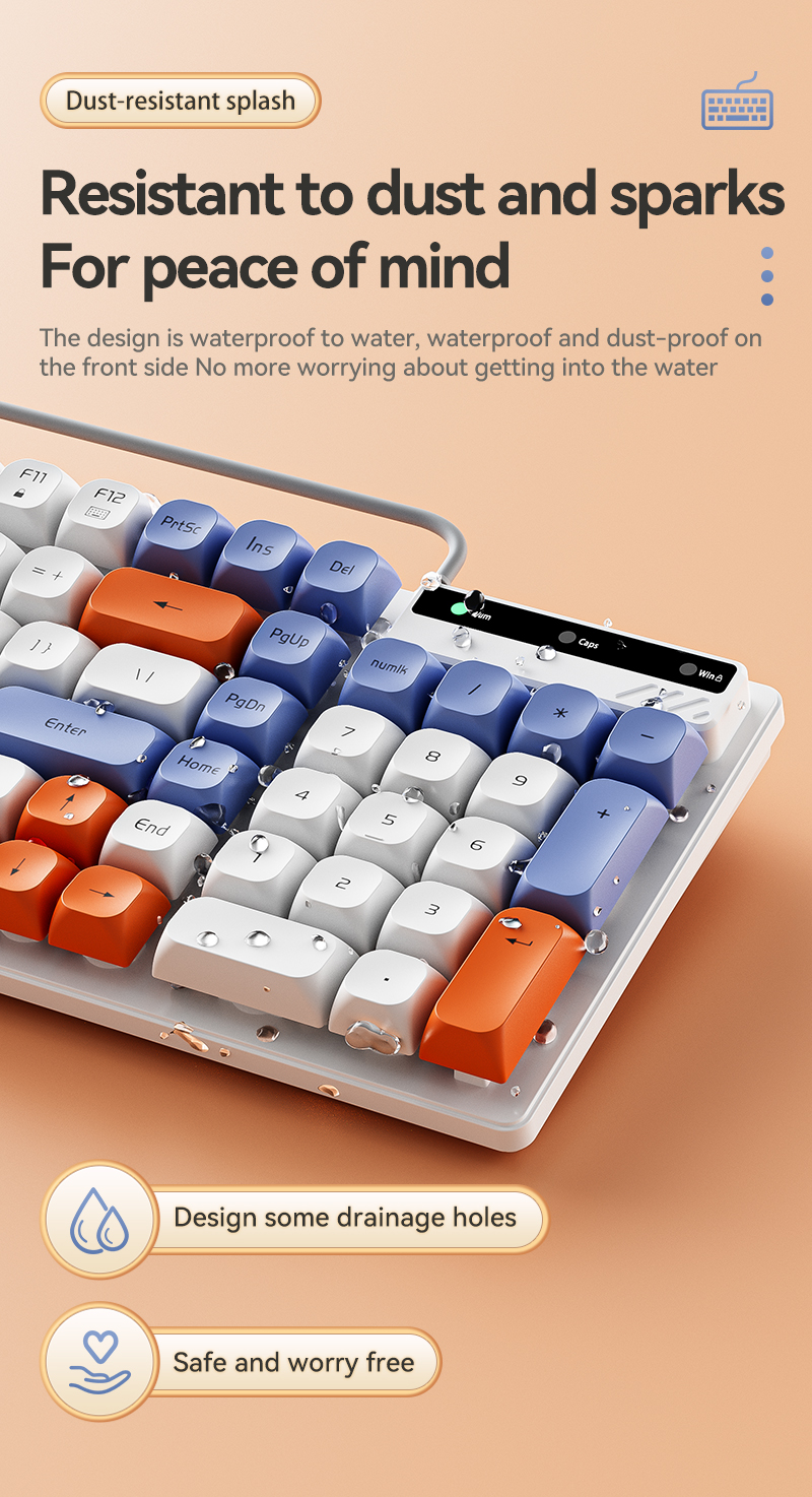 KIVEE K53 Silent Wired Keyboard Ergonomic Design Waterproof Portable ...