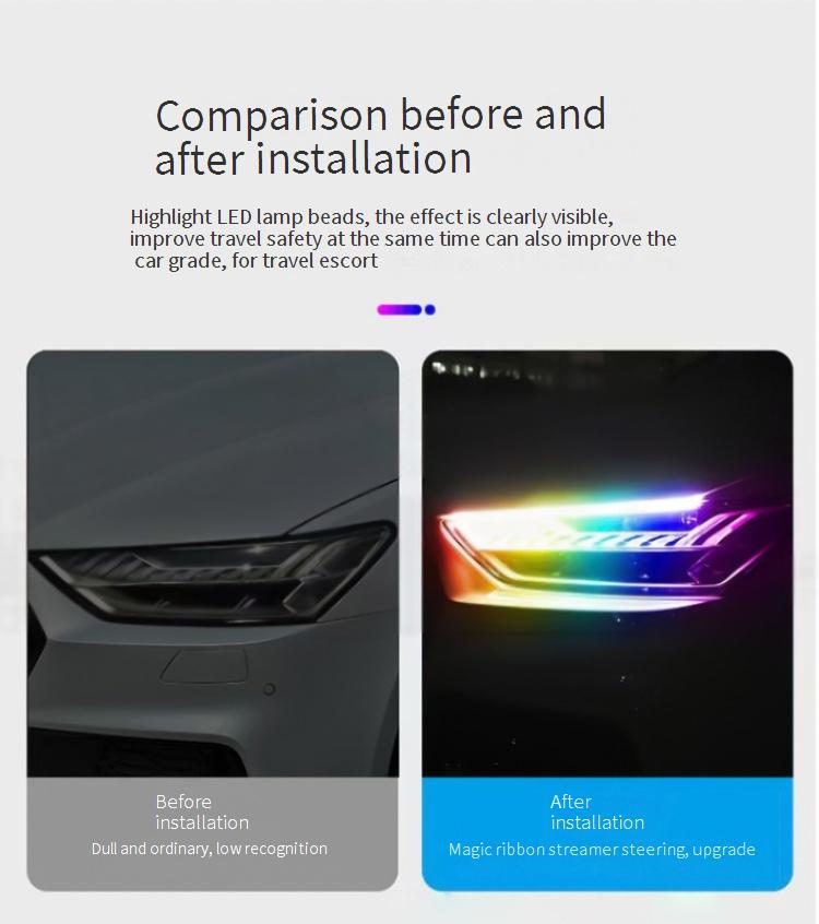 LED Eyeline Strip Light 2 Modes DRL Turn Signal Welcome 12V for ...