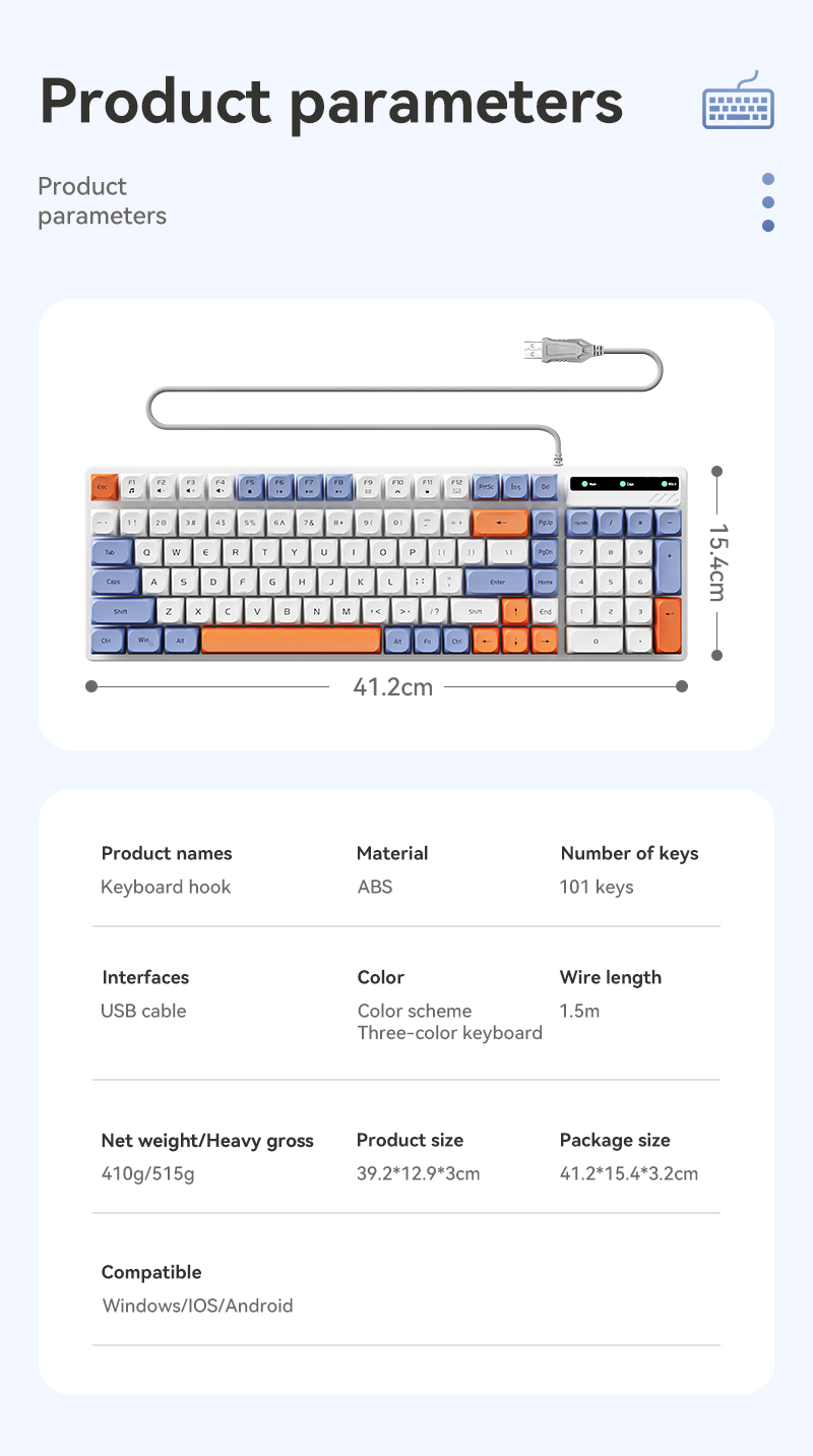 KIVEE K53 Silent Wired Keyboard Ergonomic Design Waterproof Portable ...