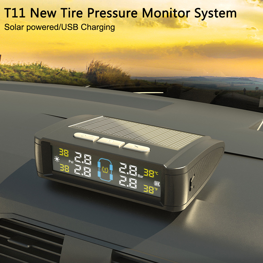 Universal Solar-Powered TPMS with LCD Display IPX7 Waterproof Real-Time ...