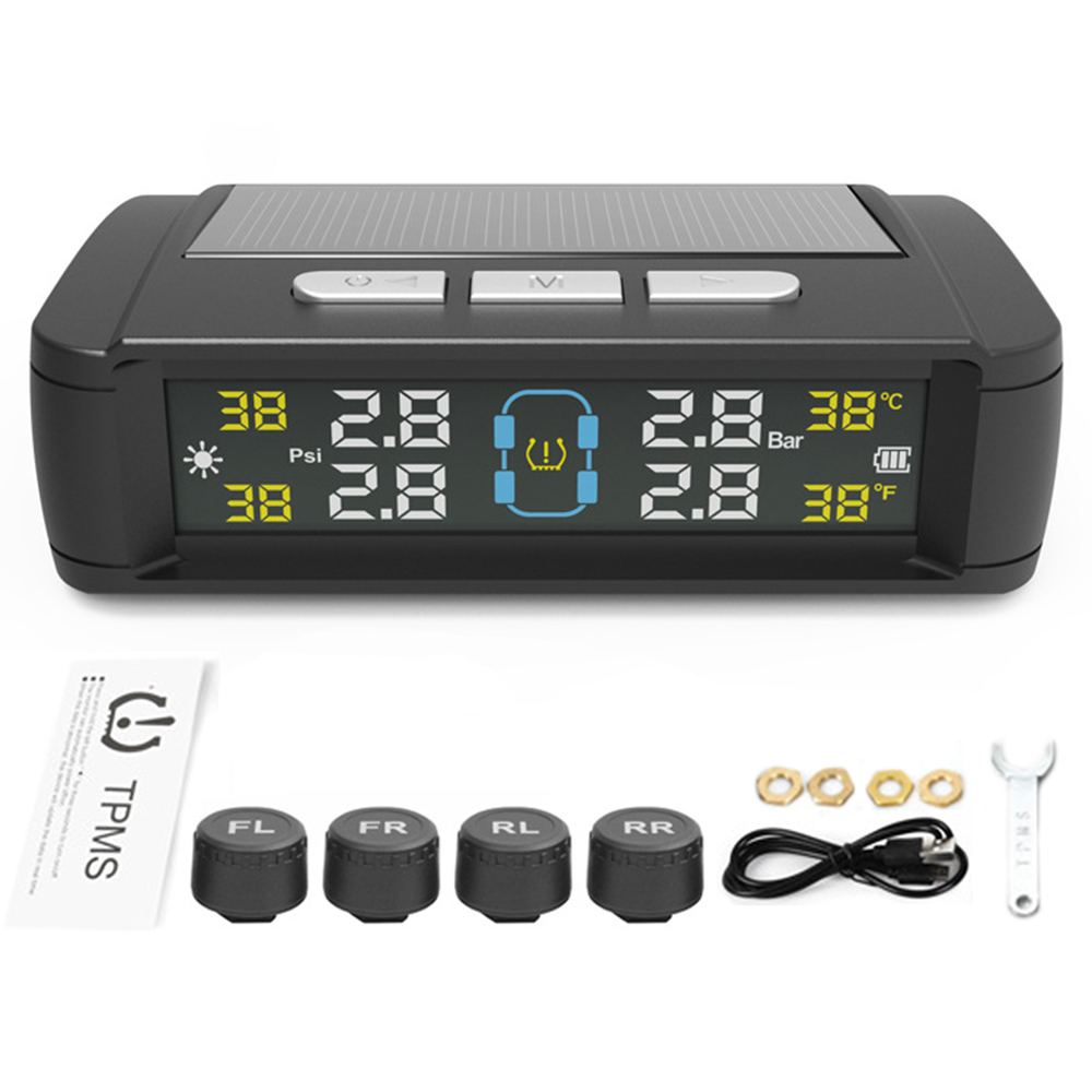 Universal Solar-Powered TPMS with LCD Display IPX7 Waterproof Real-Time ...