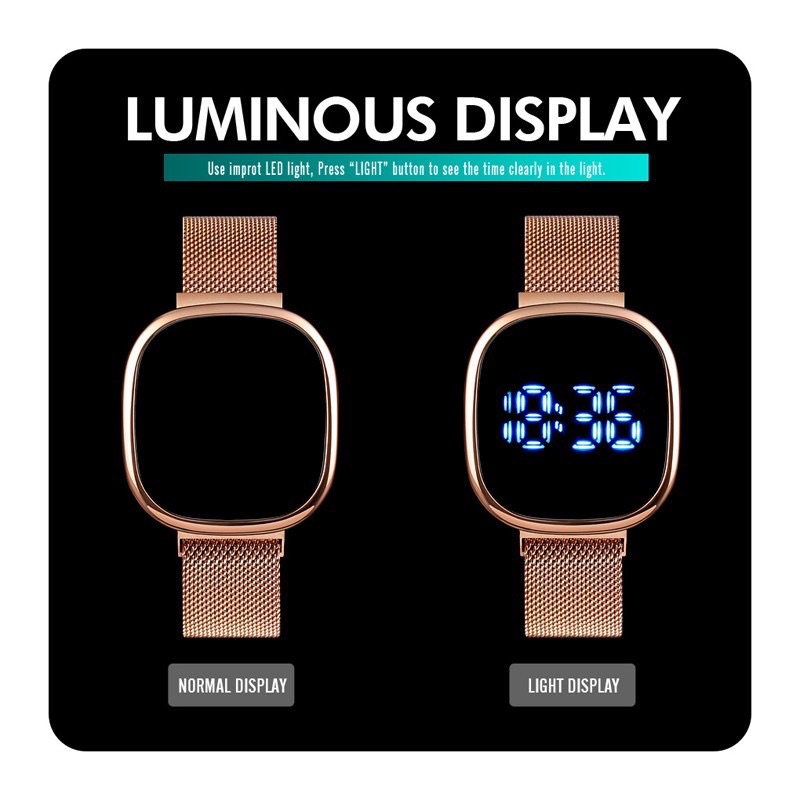Stylish LED Touch Screen Watch - Unisex Magnetic Buckle Stainless Steel ...