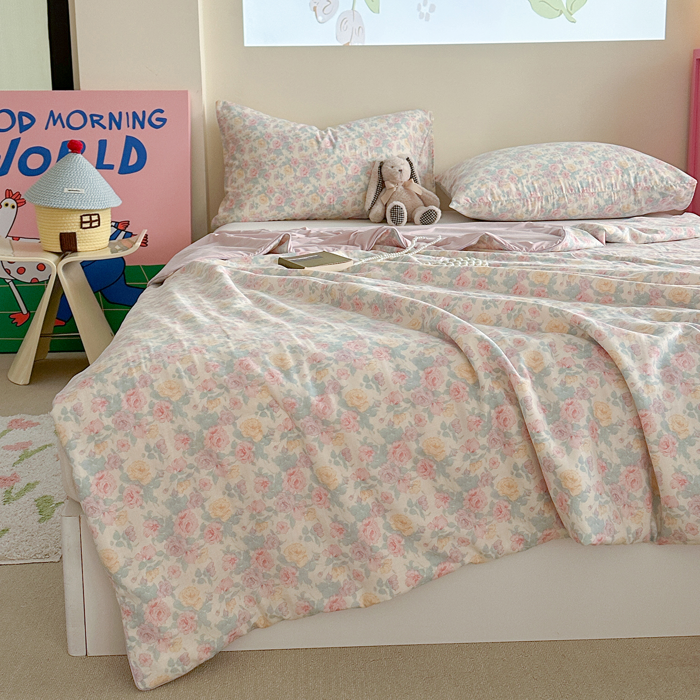Cute girl Cool 100% cotton double-layer yarn ice yarn summer quilt ...