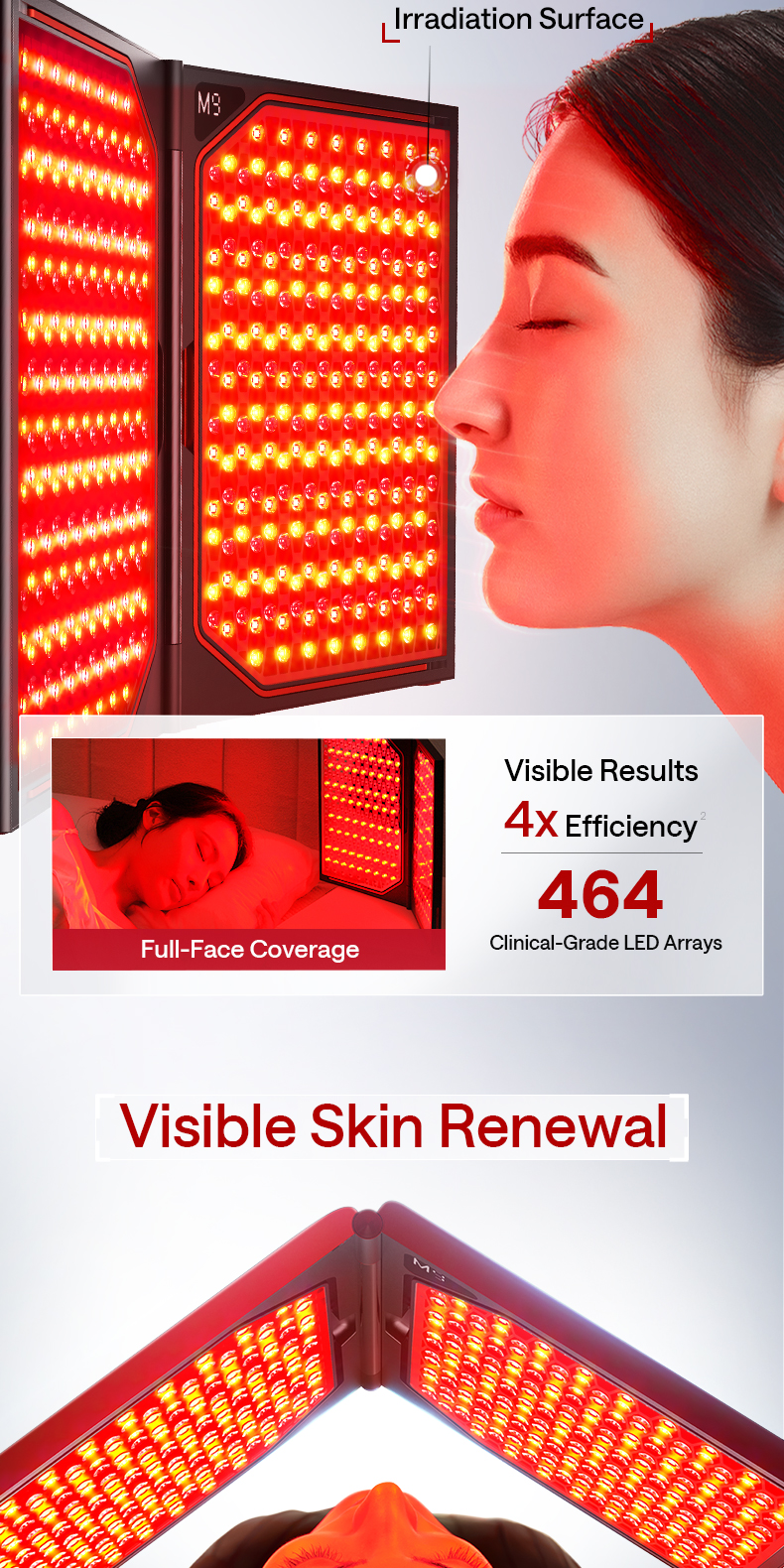 Jmoon JD10 High-Energy Light Therapy Device Pink【极萌折叠屏大排灯全身美白 光子嫩肤家用美容仪 ...