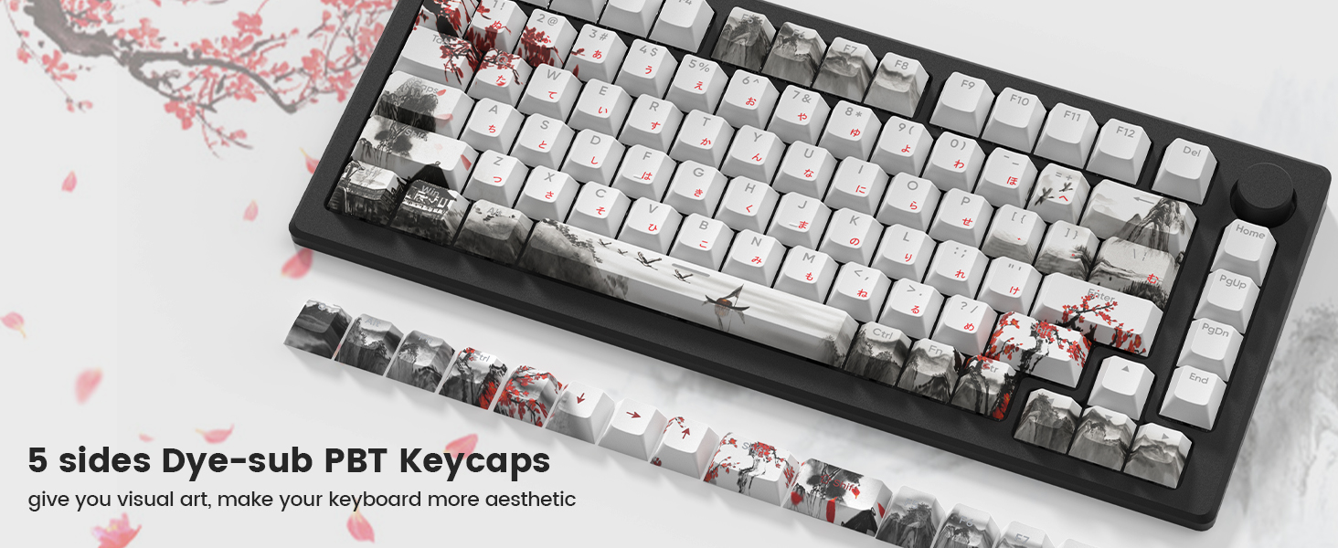 Womier Custom White Japanese Dye Sub 127 Keys Shine Through Cherry ...