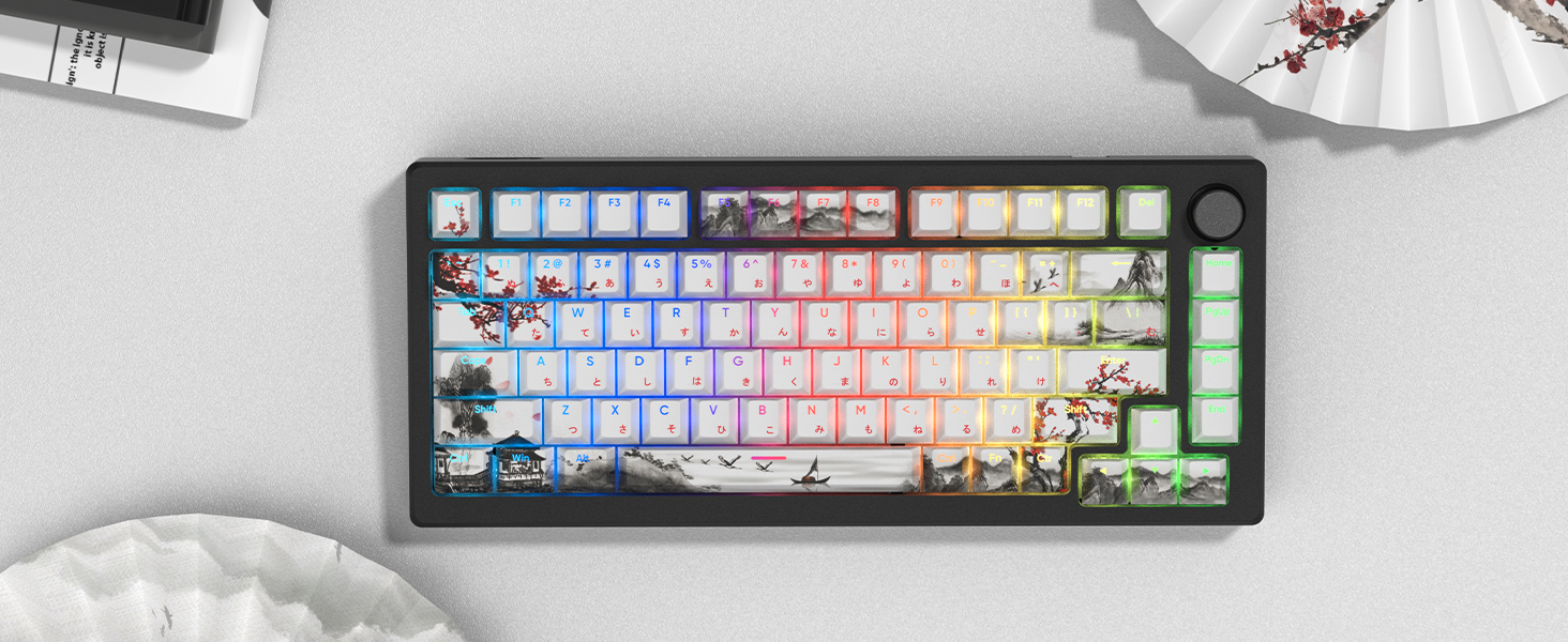 Womier Custom White Japanese Dye Sub 127 Keys Shine Through Cherry ...