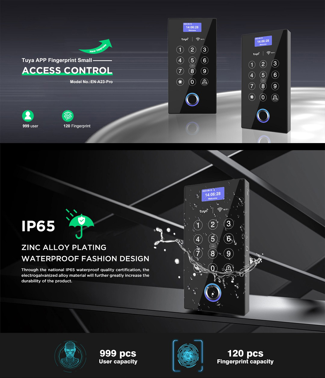 Tuya WIFI OLED Screen Access Control Touch Keypad Access Control Card Reader for Home Security ...