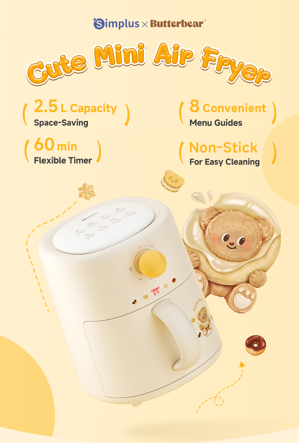 Simplus x Butterbear 13-in-1 Air Fryer | 2.5L Ideal Capacity | 800W ...