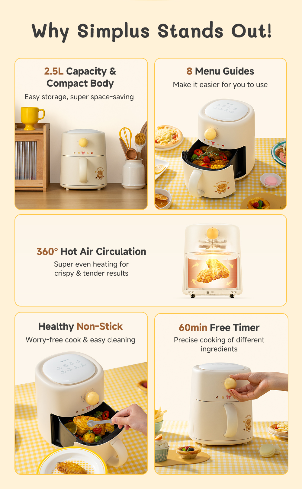 Simplus x Butterbear 13-in-1 Air Fryer | 2.5L Ideal Capacity | 800W ...