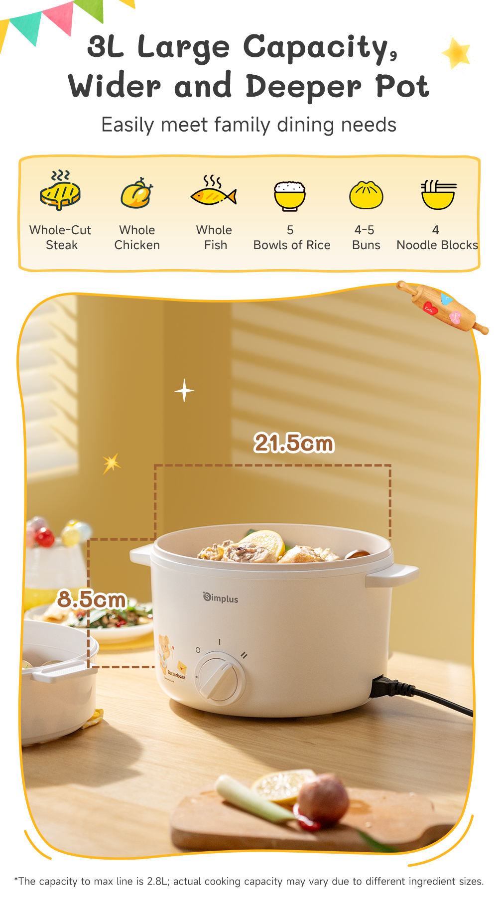 Simplus x Butterbear 3L Electric Cooker | 1000W High Power | Ceramic ...