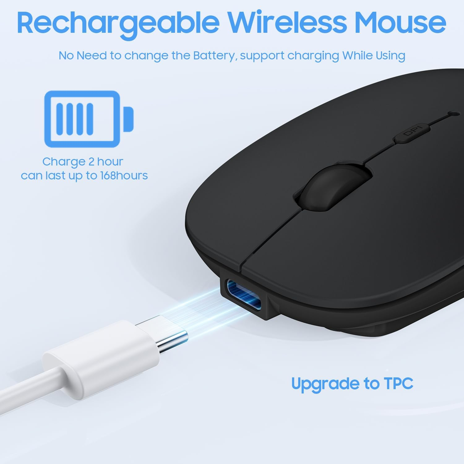 Bluetooth Wireless Mouse for Office Laptop PC with USB Rechargeable ...