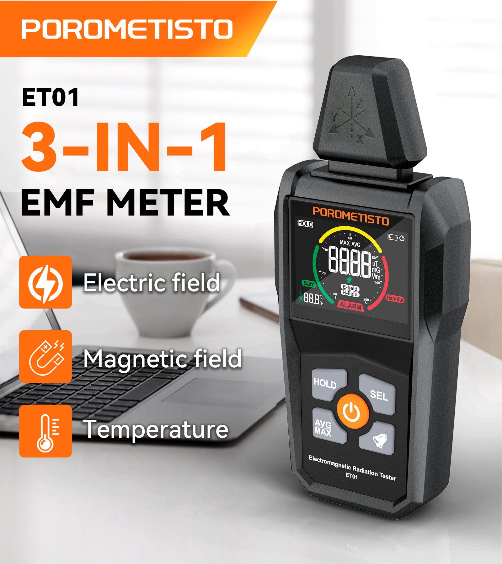3 IN1 Electromagnetic Radiation Tester Electromagnetic Field Radiation ...