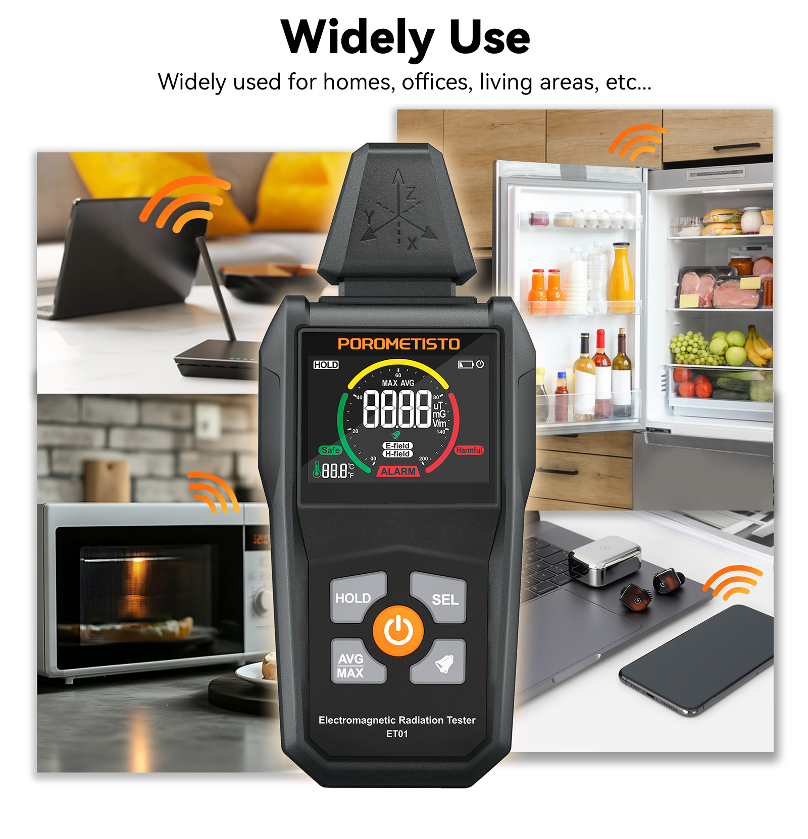 3 IN1 Electromagnetic Radiation Tester Electromagnetic Field Radiation ...