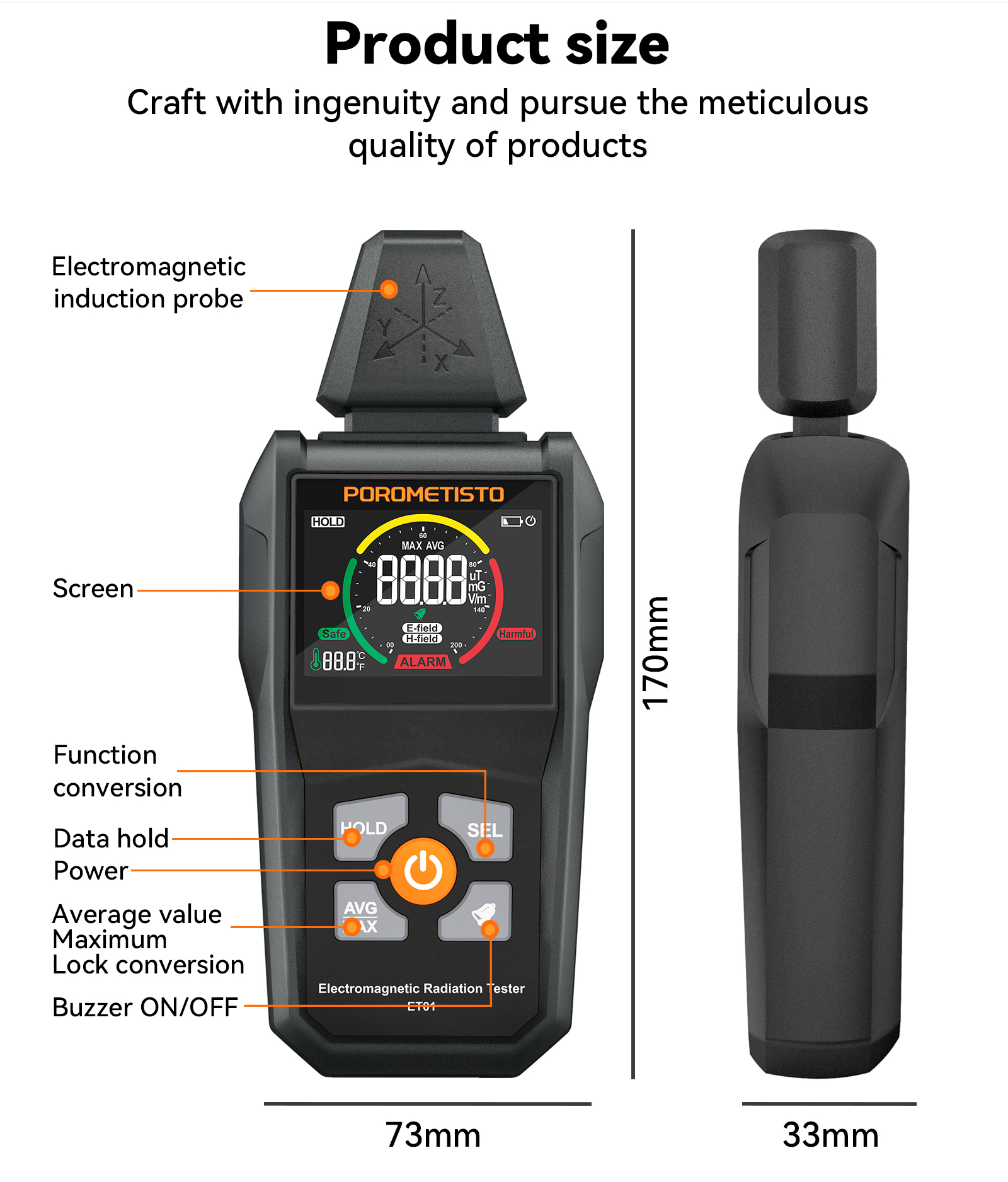 3 IN1 Electromagnetic Radiation Tester Electromagnetic Field Radiation ...
