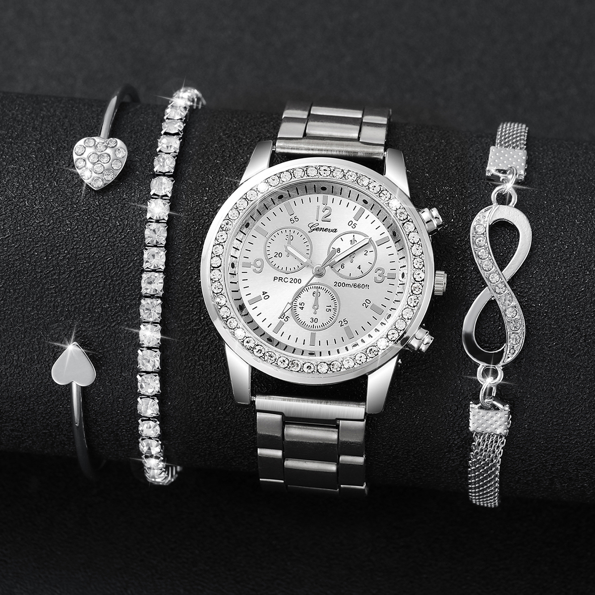 Fashionable Women's Quartz Watch - Sparkling Steel Band & Heart ...