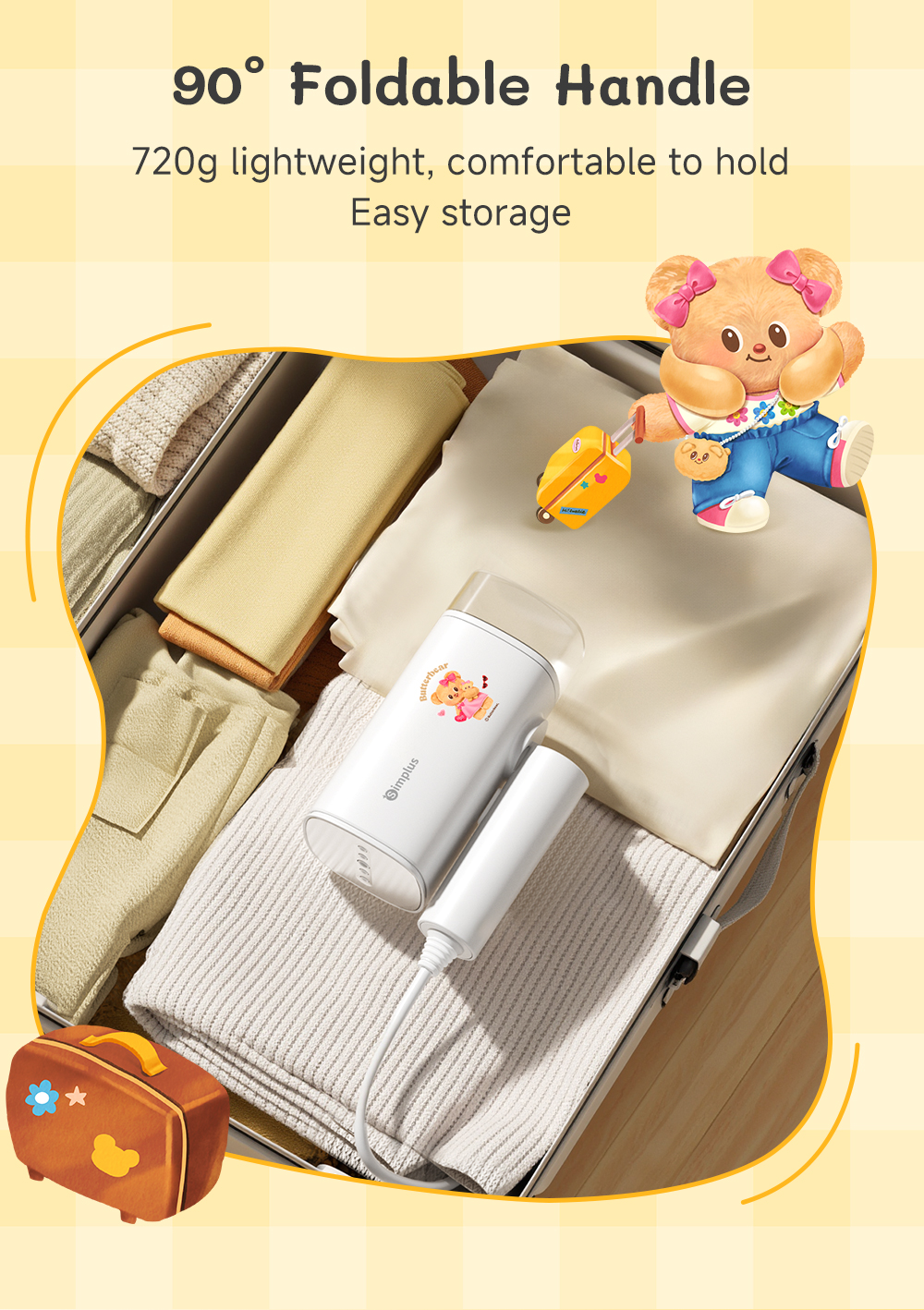 Simplus x Butterbear Handheld Garment Steamer丨1200W High Power丨180ml Water Tank丨Foldable ...