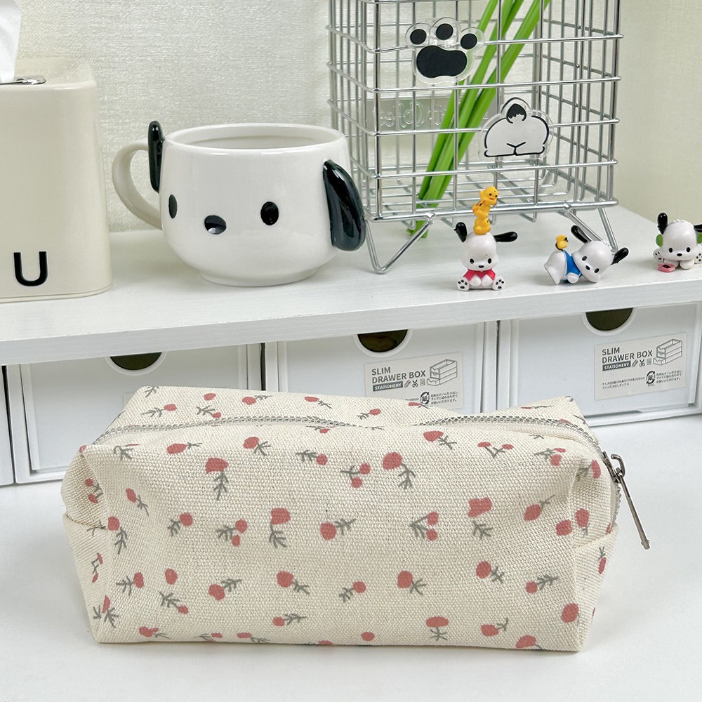 Ins Cream Floral Pen Bag Large Capacity Pencil Case Creative Student ...