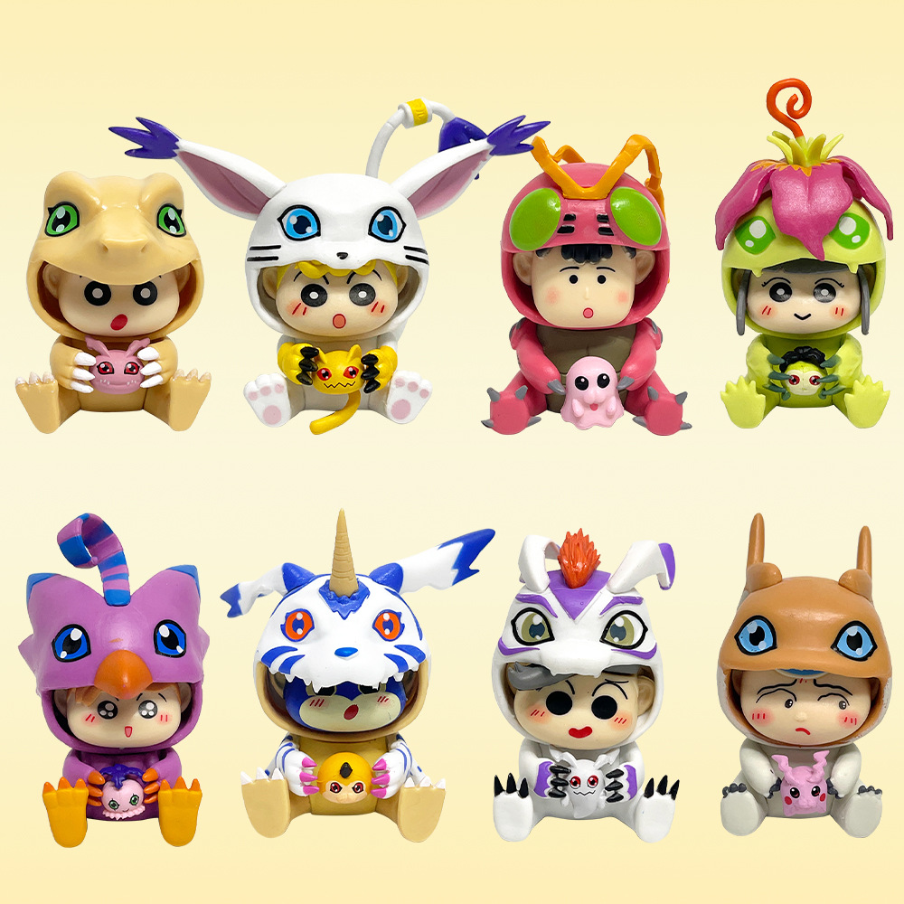 8Pcs/Set 8cm Anime Crayon Shin-chan Cross Dressing Digimon Adventure ...