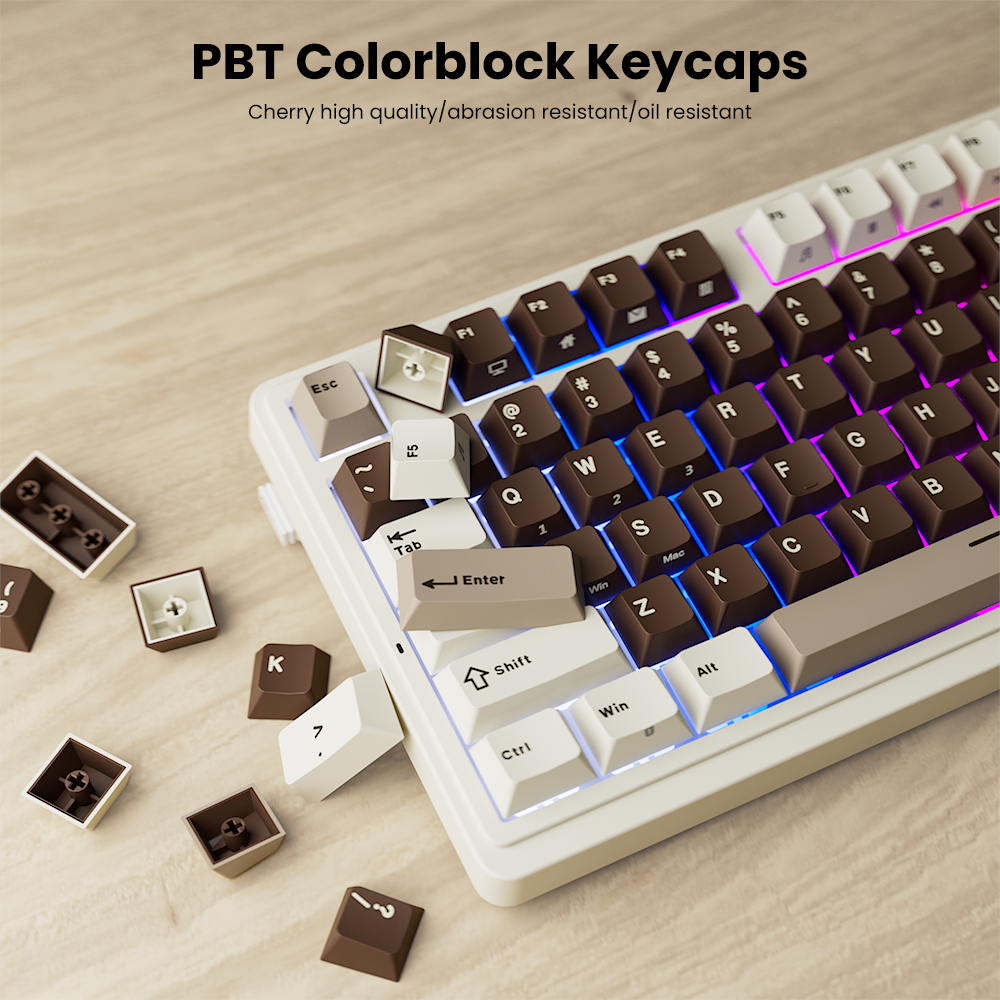 Royal Kludge RK N99 Mocha Grey 98 Key Tri-Mode RGB Wired Bluetooth 2.4G ...