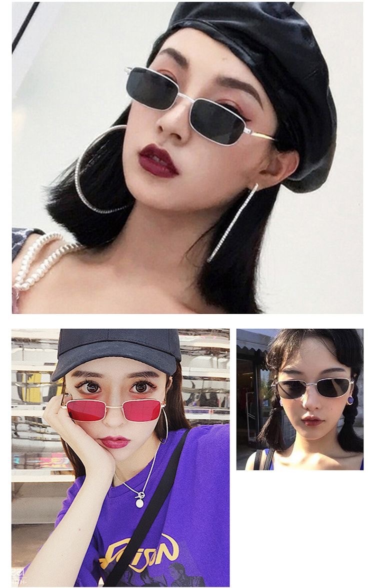 Classic rectangular metal glasses with small frame and clear lenses for ...
