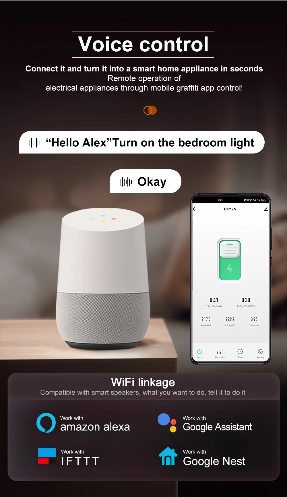 TUYA 63A WiFi MCB Smart Circuit Breaker Over Current Under Voltage Protection Power Metering ...