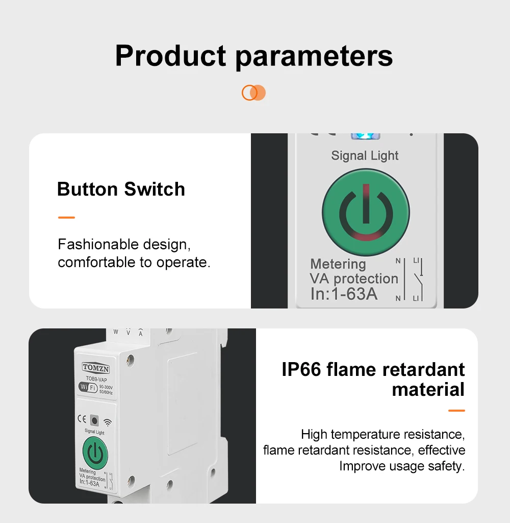 TUYA 63A WiFi MCB Smart Circuit Breaker Over Current Under Voltage Protection Power Metering ...