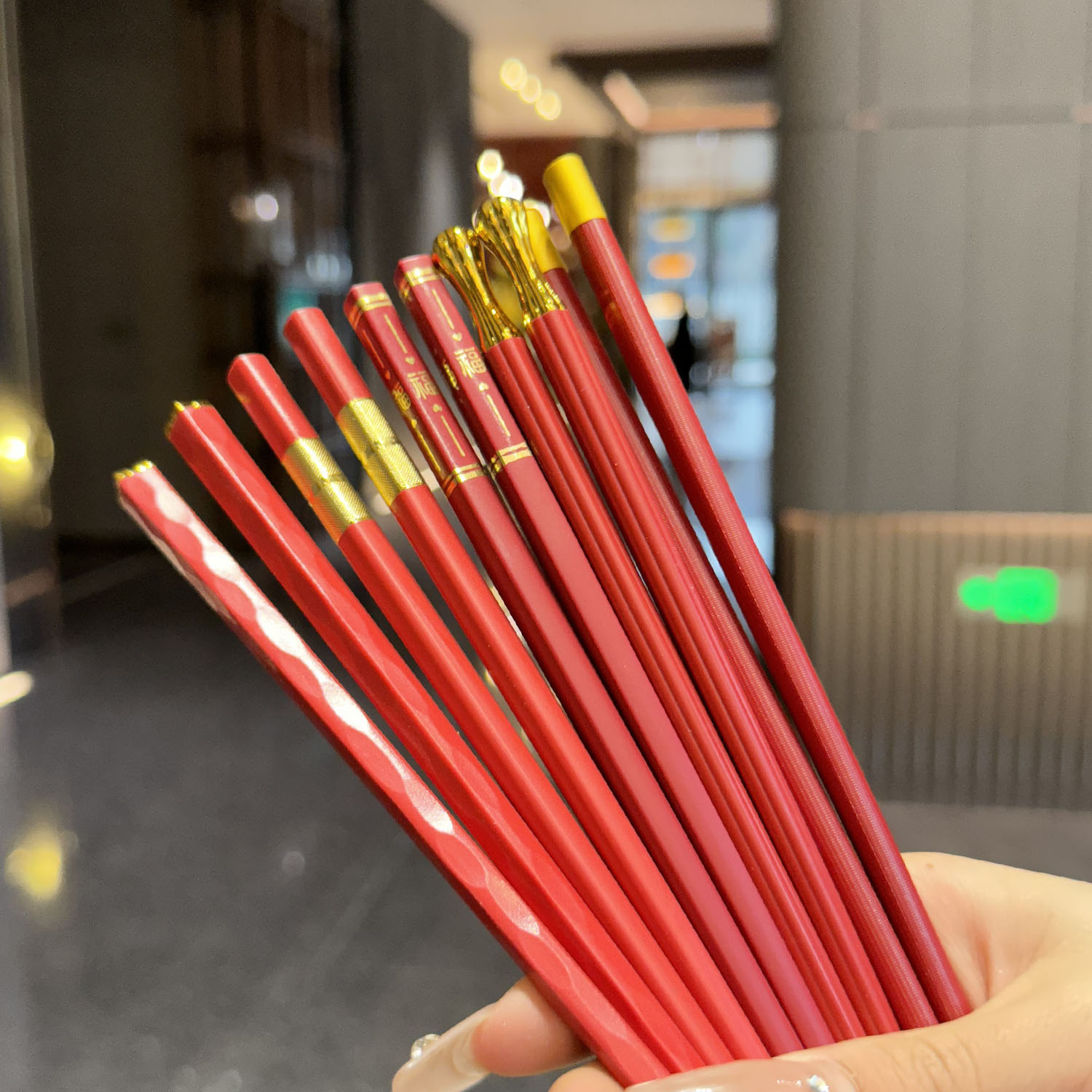 Red high-end chopsticks Festival Banquet Wedding Celebration Chopsticks ...