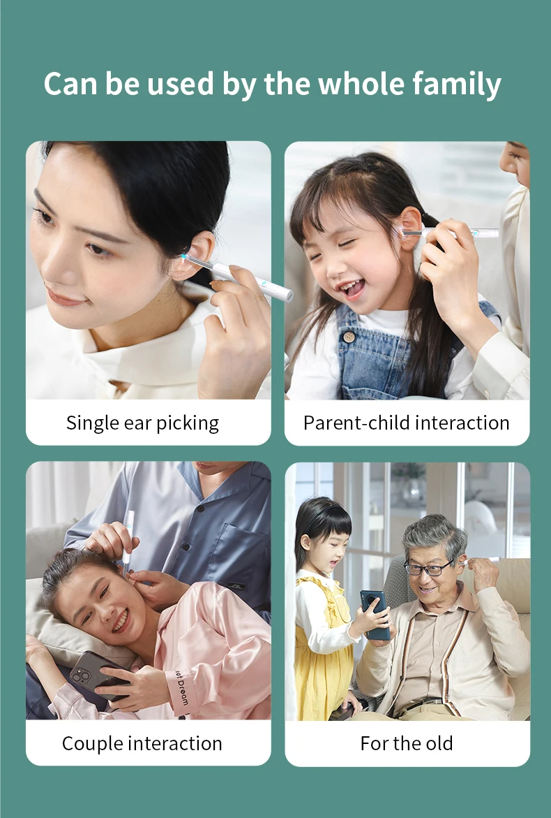 Smart Visual Ear Cleaner with Camera 1296P Ear Sticks USB C Charging ...