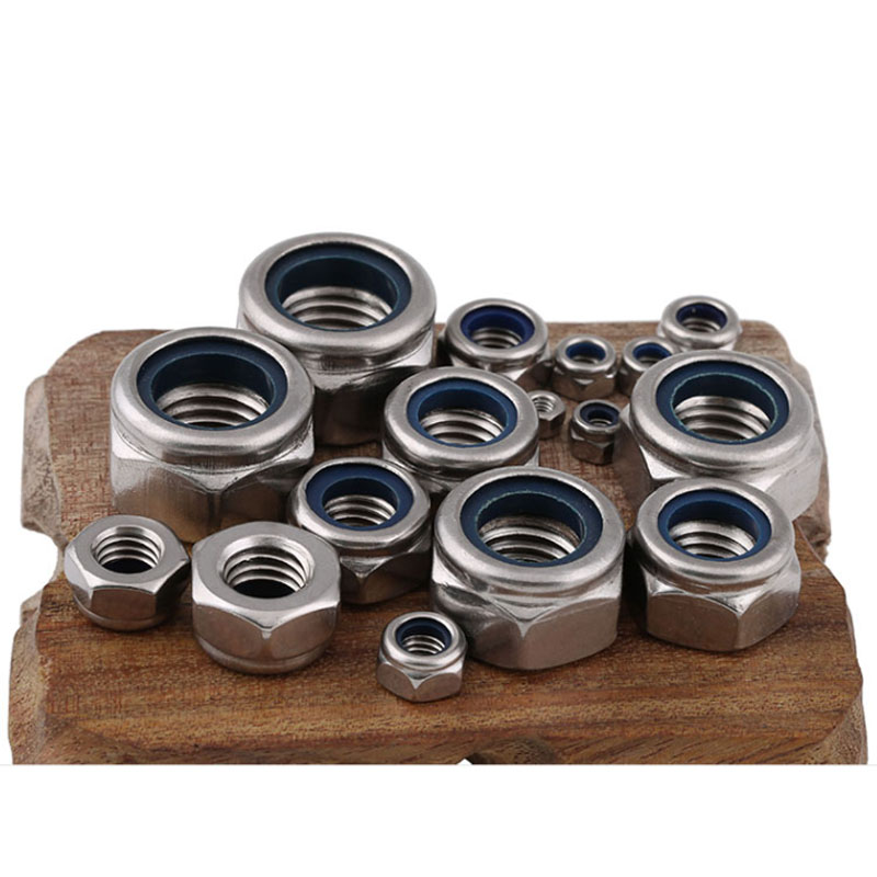 304 Stainless Steel Fine Pitch Thread Self-Locking Hex Nuts Nylon ...