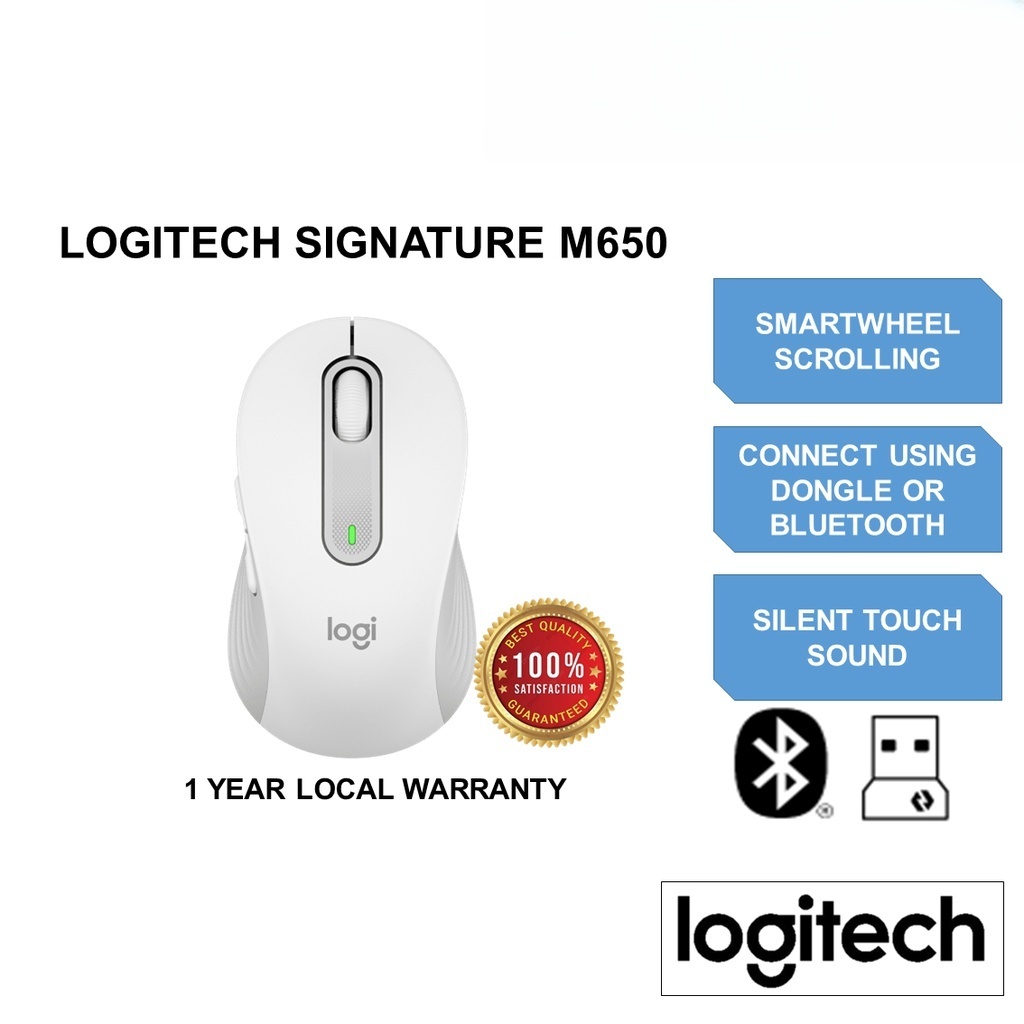 Logitech Signature M650 Wireless Mouse | Silent Touch | Bluetooth Mouse ...