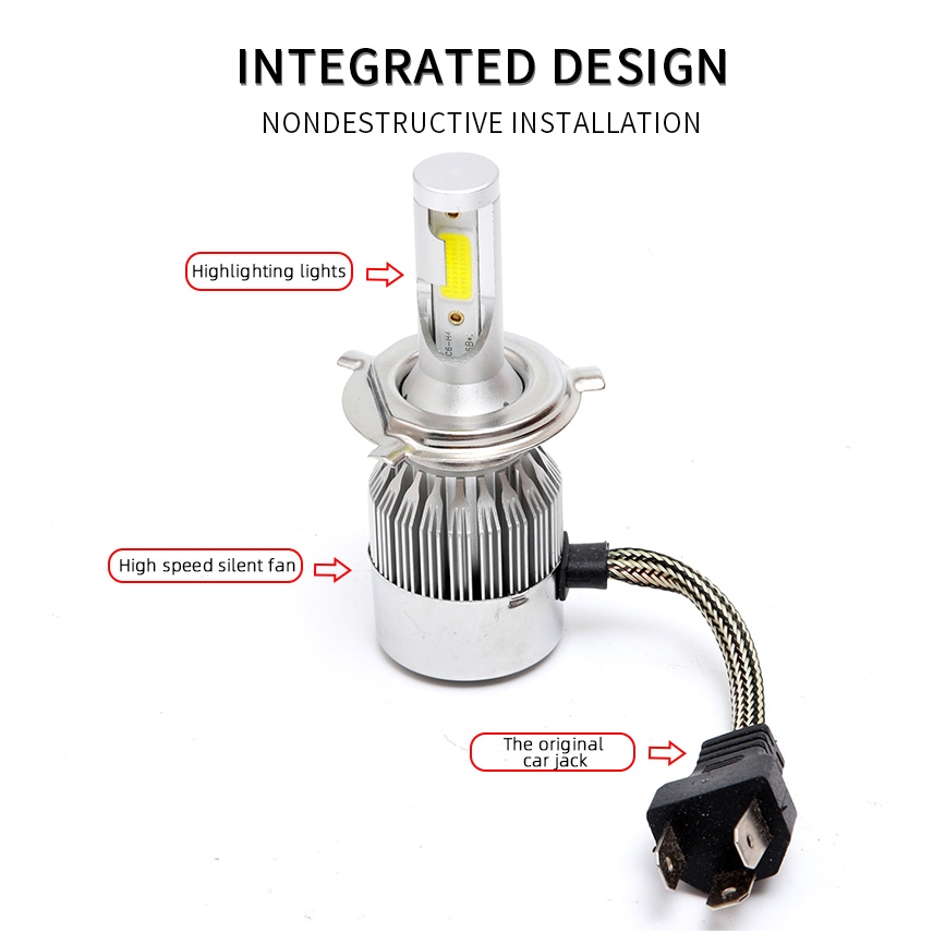 Car Led Headlights 2Pcs C6 H4 H7 H11 9005 9006 7600LM 36W LED Car Headlight Hi / Lo Beam Light ...