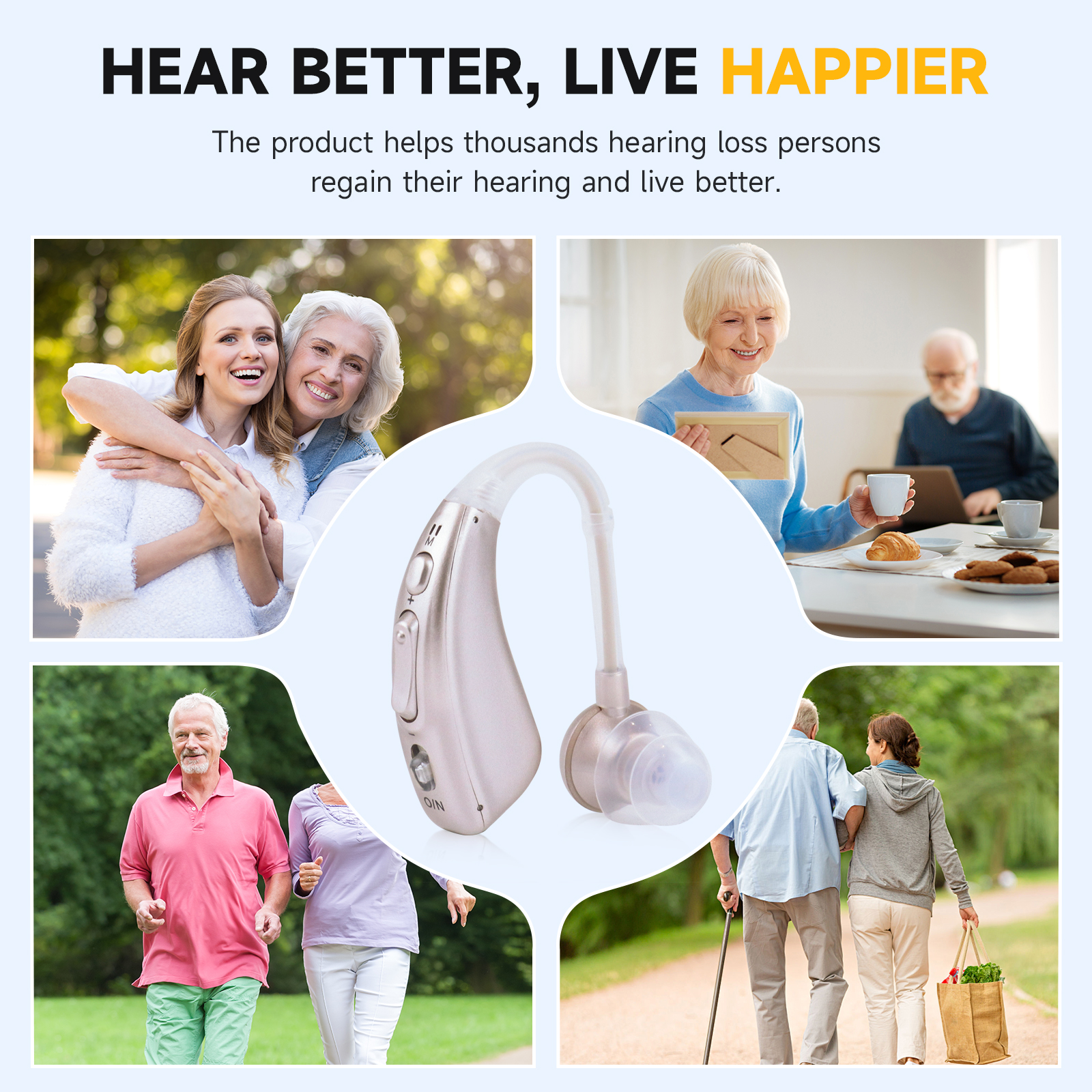 BRITZGO/HLFOAIH Hearing Aid Noise Reduction Rechargeable Behind the ear ...
