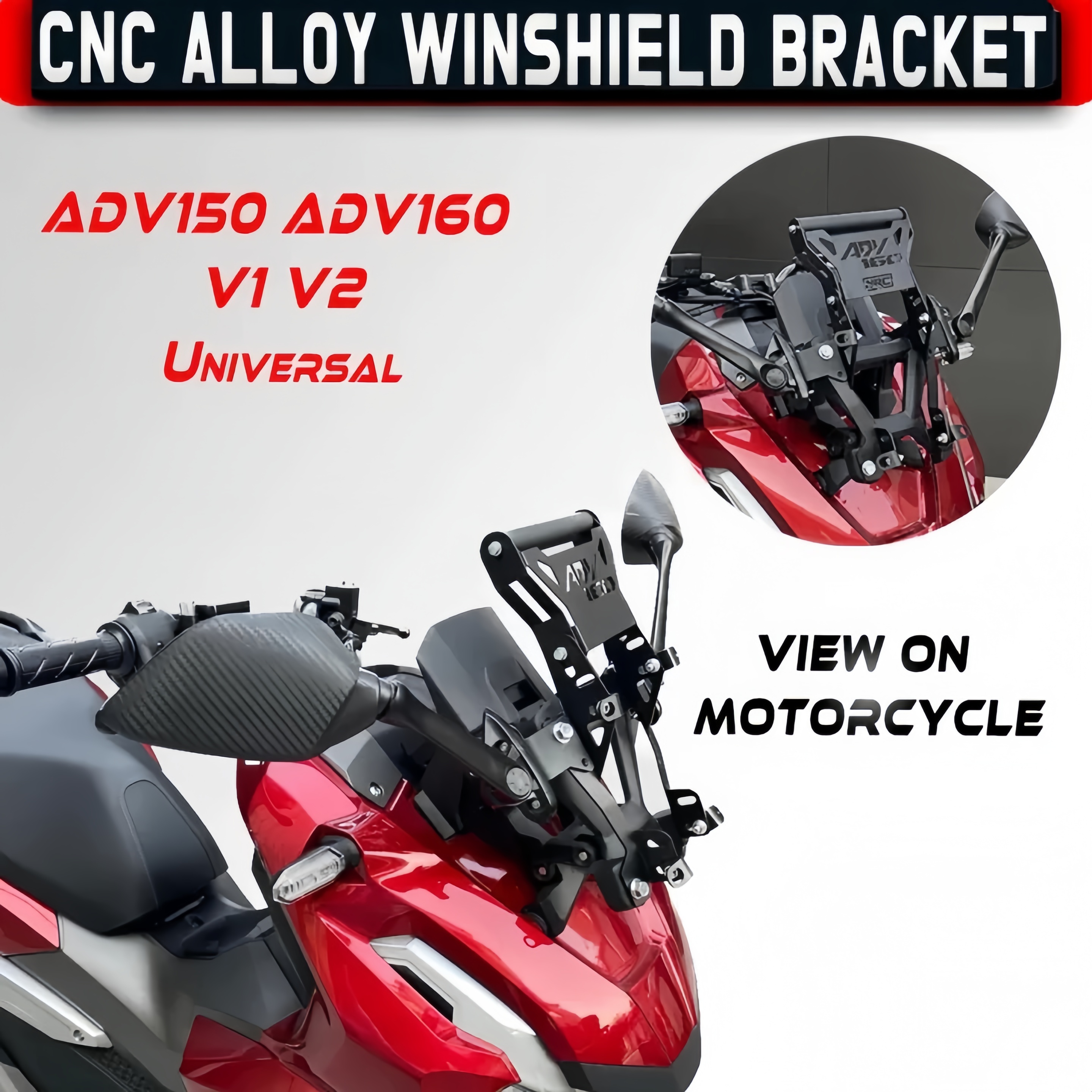 CNC Windshield Bracket Visor For ADV 150&160 Side Mirror Bracket Alloy ...