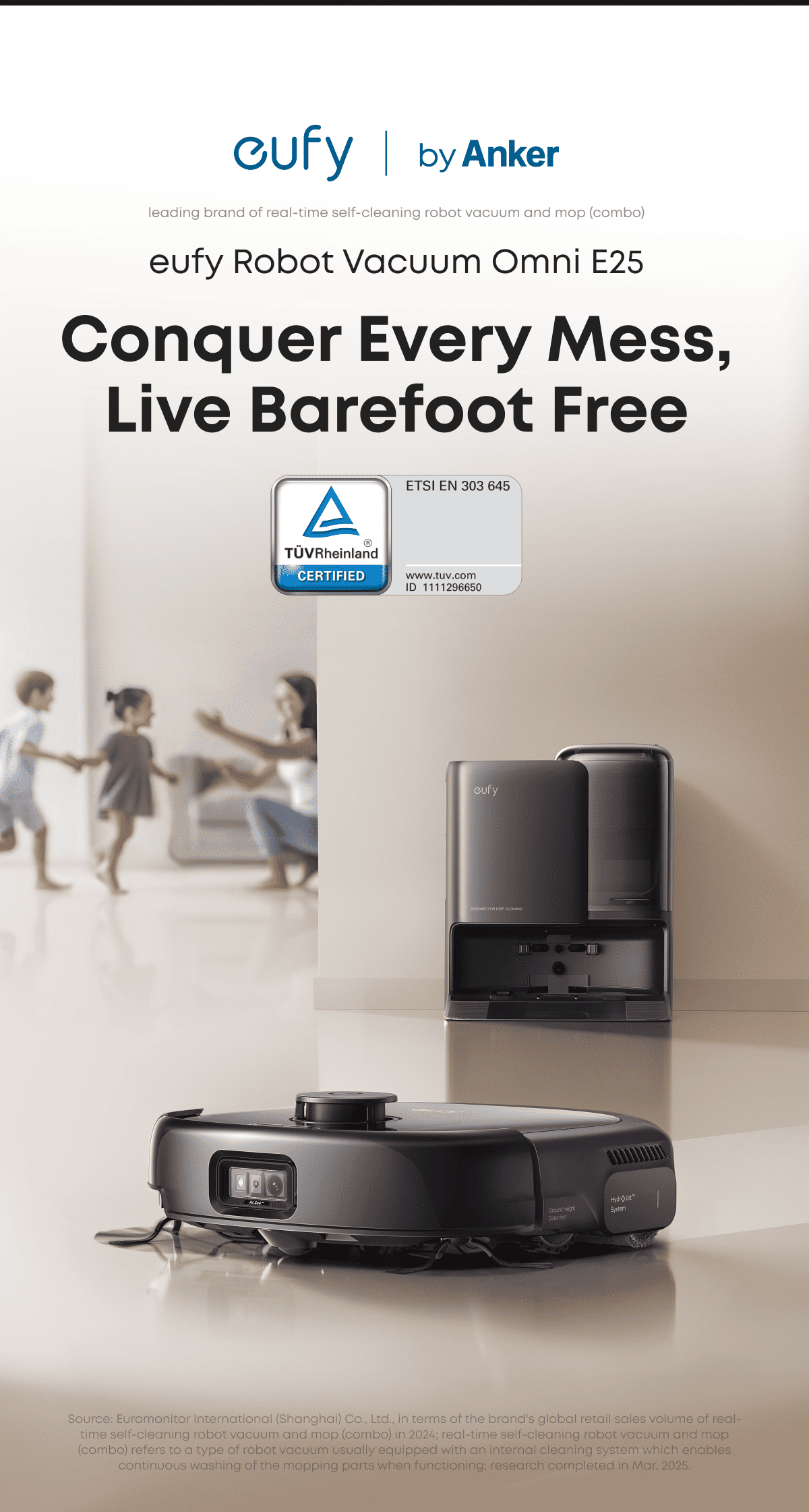 【HOT】 eufy by Anker E25 Robot Vacuum Cleaner | Self-Cleaning while Mopping | Always Clean Roller ...