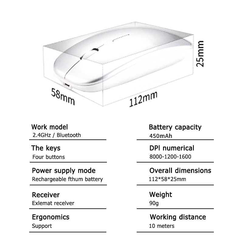 M1P Wireless Mouse Self Charging Bluetooth Silent Rechargeable for ...