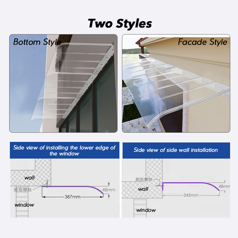 Awning Roof Outdo Durable New Upgrade Invisible Canopy Eaves Balcony ...
