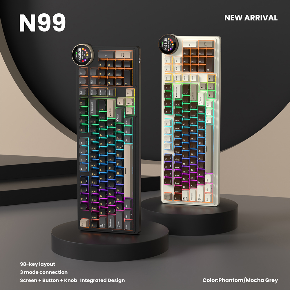 Royal Kludge RK N99 Phantom 98 Key Tri-Mode RGB Wired Bluetooth 2.4G ...