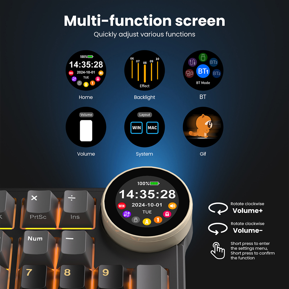 Royal Kludge RK N99 Phantom 98 Key Tri-Mode RGB Wired Bluetooth 2.4G ...