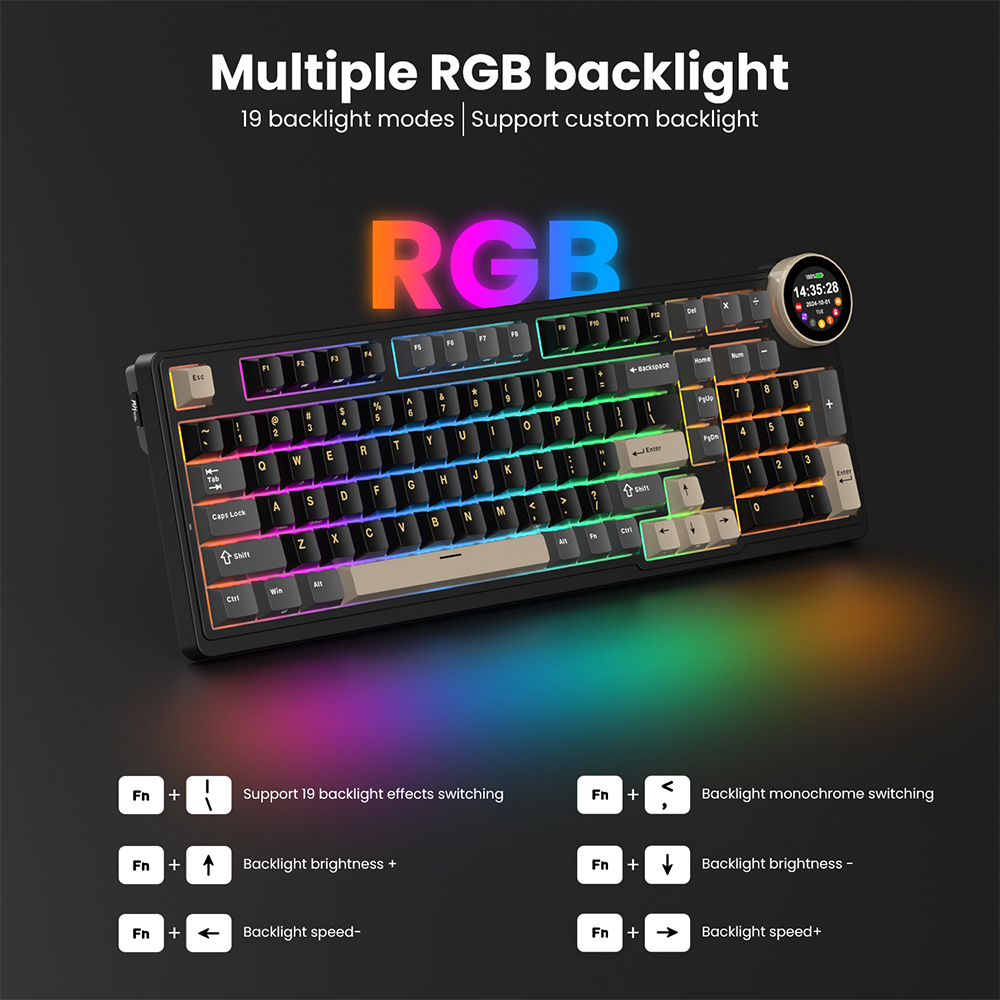 Royal Kludge RK N99 Phantom 98 Key Tri-Mode RGB Wired Bluetooth 2.4G ...