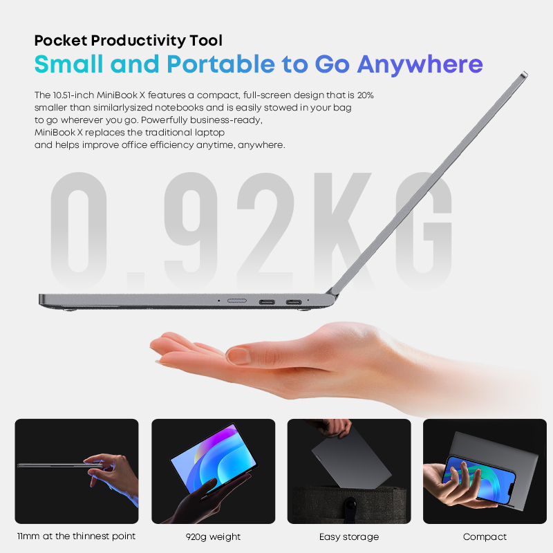 CHUWI MiniBook X Laptop Tablet PC 2 In 1 12GB LPDDR5 512G SSD Intel ...